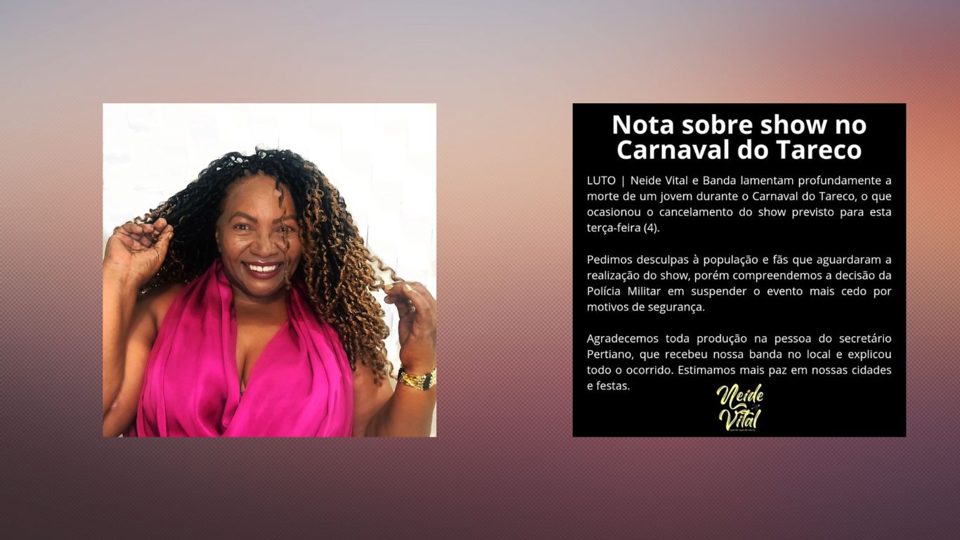 Cantora Neide Vital emite nota sobre cancelamento de show - Léo Ricardo ...
